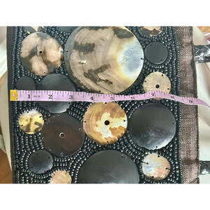 Bags | Woven Abalone Shell Wooden Beaded Choclate Brown Handbag Stamped ...